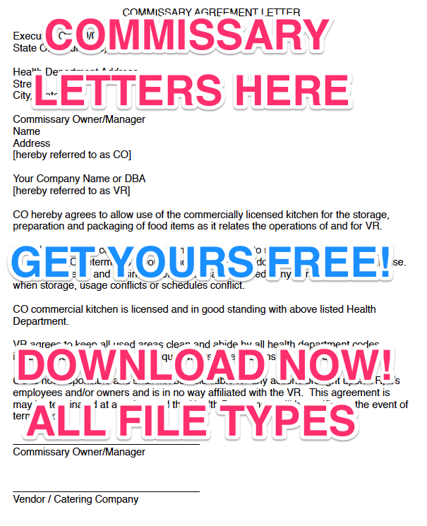 Commissary Letter Free Download - Street Food And Catering Business