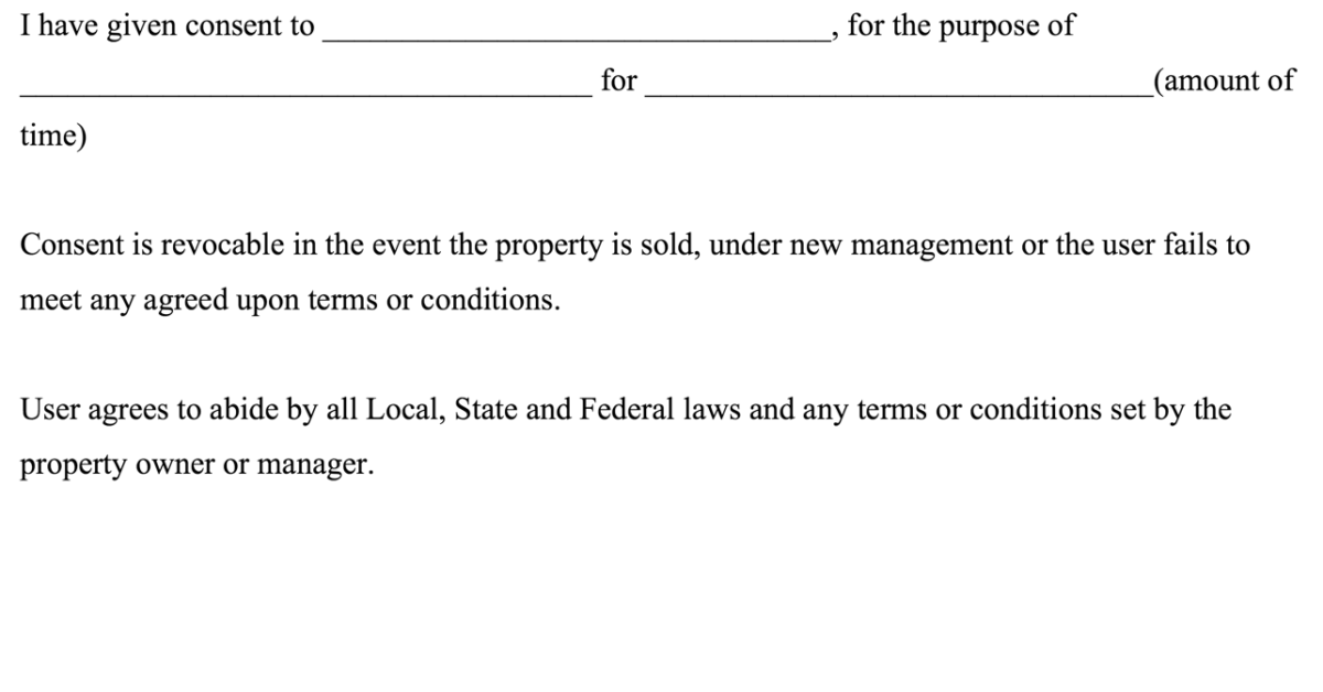 Property Owner Consent Form For Hot Dog Vendors